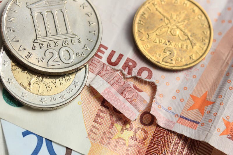 Torn euro note stock photo. Image of drachmas, drachmae - 57444736