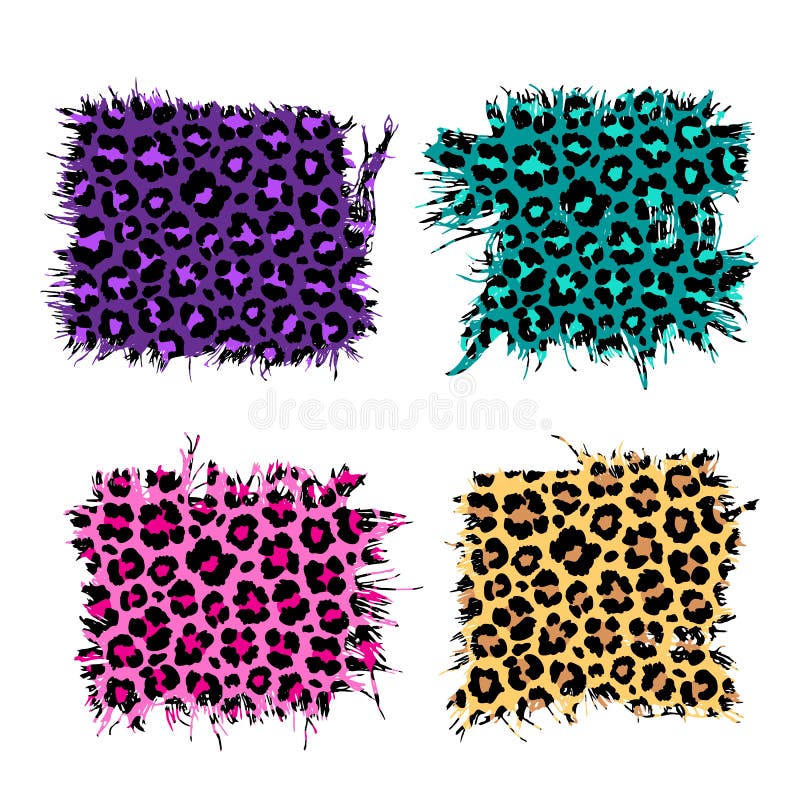 Torn Fabric Patchs Set, Colorful Leopard Prints. Cheetah Pattern ...
