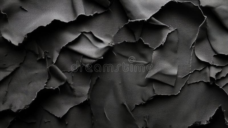 Torn Fabric Texture Showcasing Layers of Black Material in a ...