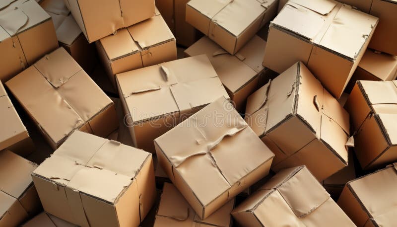 Torn, Flattened Cardboard Boxes Form Large Pile Ready for Recycling ...
