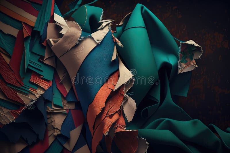 Torn and Frayed Fabric with Distinctive Patterns Stock Illustration ...
