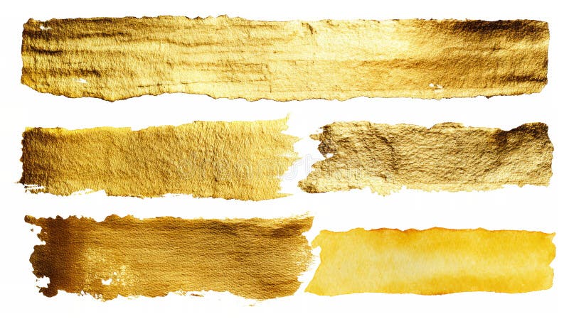 Torn Gold Foil Strips and Sheets, Shiny and Rough Edges, Metallic ...