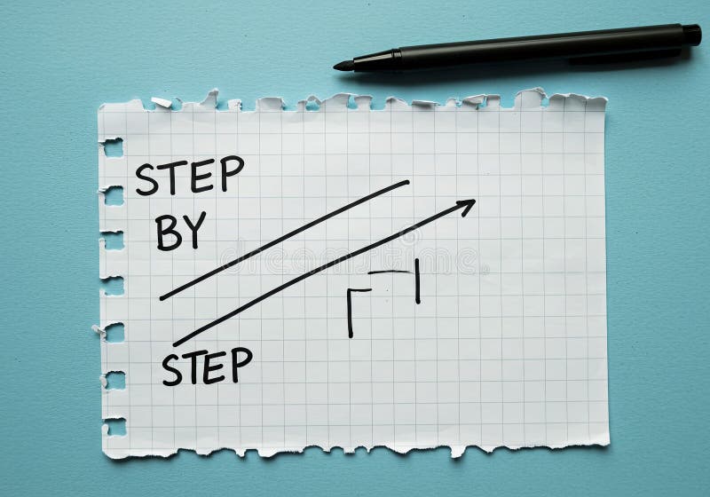 Torn Graph Paper with Ascending Lines Labeled STEP by STEP Stock ...