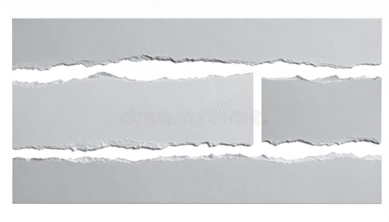 Torn Gray Paper Pieces on White Background Stock Illustration ...