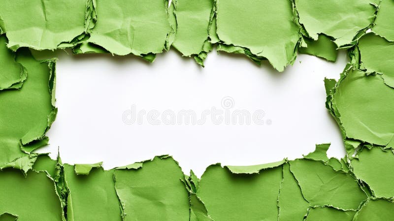 Torn Green Paper Frame with Blank White Center Stock Image - Image of ...