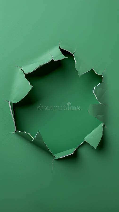 Torn Green Paper with Hole in Center, Creative Background. Abstract ...