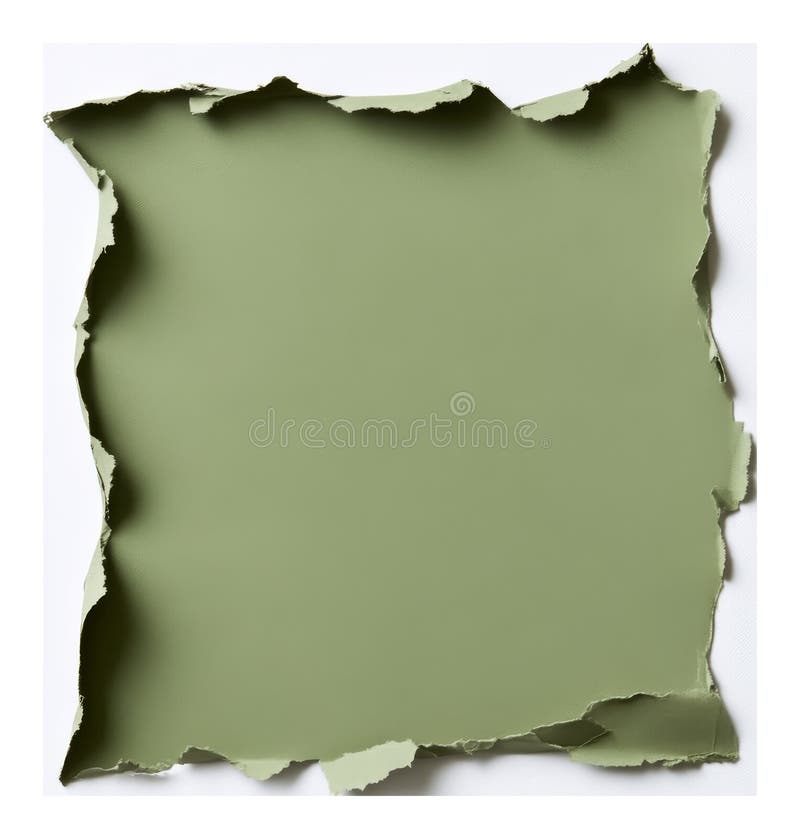 Torn Green Paper with Jagged Edges in Square Shape. Abstract Art and ...