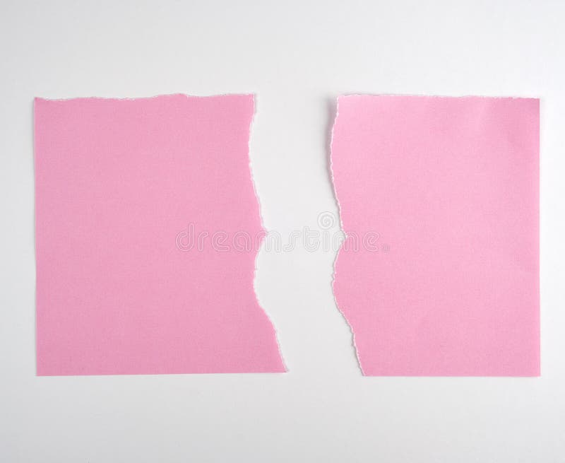 Torn in Half Empty Pink Sheet of Paper on White Background Stock Photo ...