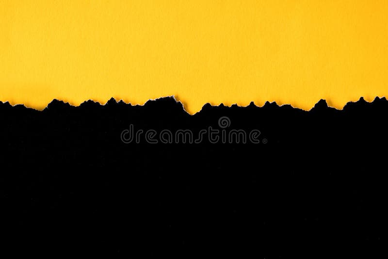 Torn Half Sheet Black Paper Horizontal on Yellow Paper at the Bottom ...