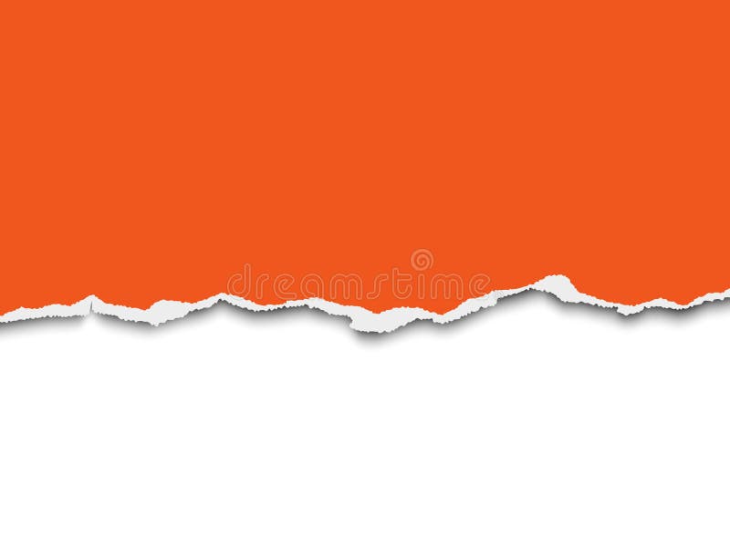 Torn a Half Sheet of Orange Paper from the Bottom on White Background ...