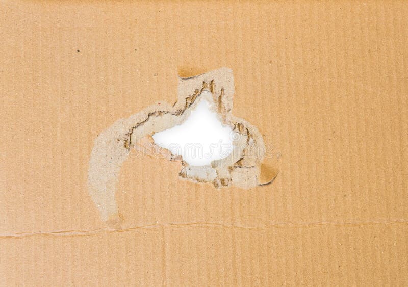Torn Hole in Cardboard Paper Stock Photo - Image of ragged, carton ...