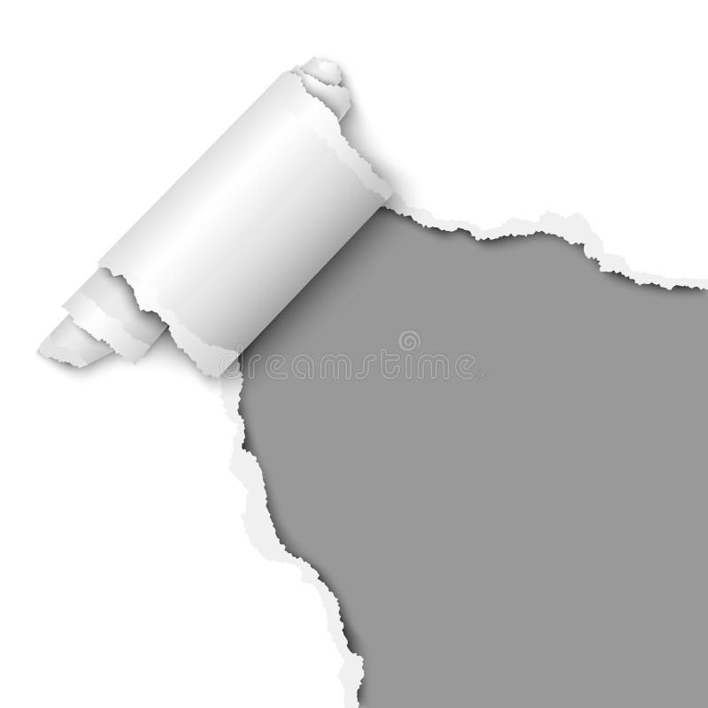 Torn Hole of Lower Right Corner of the White Sheet of Paper with Paper ...