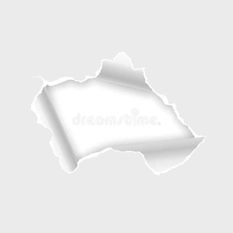 Torn Hole in Paper on Transparent Background. Vector Illustration Stock ...