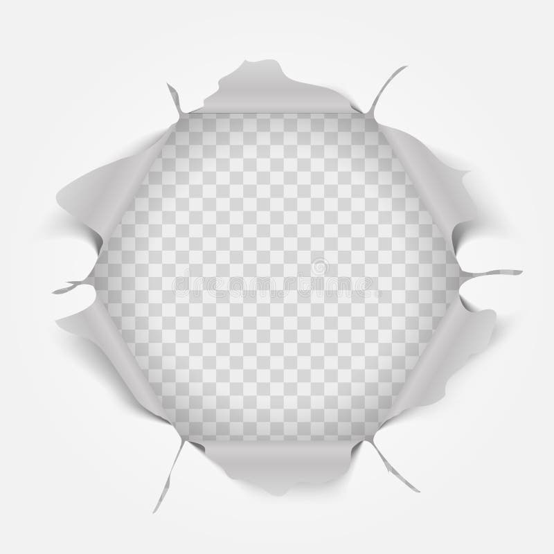 Torn Hole Ripped Paper on Transparent Background Stock Vector ...