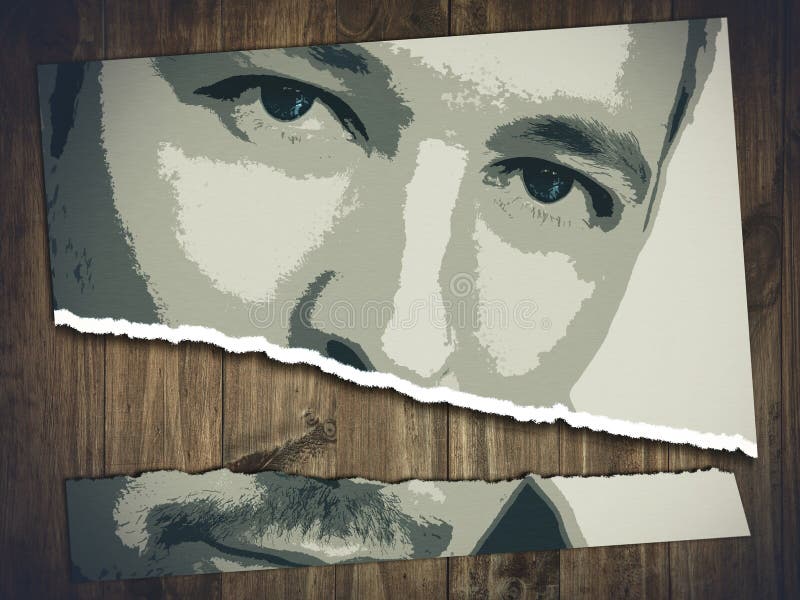 Torn image of a man stock illustration. Illustration of retro - 209669081