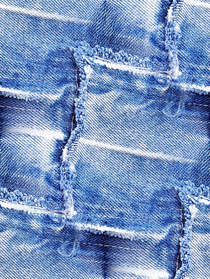 Blue Jeans Destroyed and Torn with a Seamless Patchwork Pattern. Denim ...