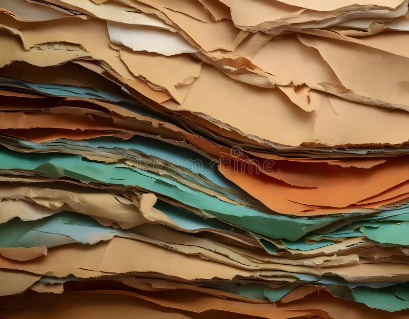 Torn and Layered Paper in Earthy and Green Tones Creates a Textured and ...