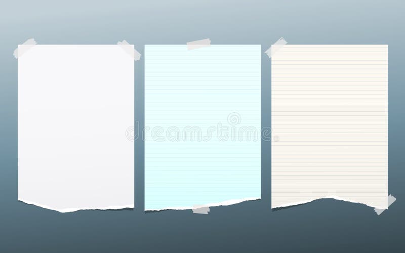Torn Lined Note, Notebook Paper Pieces for Text Stuck with Adhesive ...