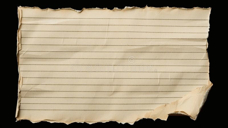Torn Lined Paper Sheet on Black Background for Texture or Design Stock ...