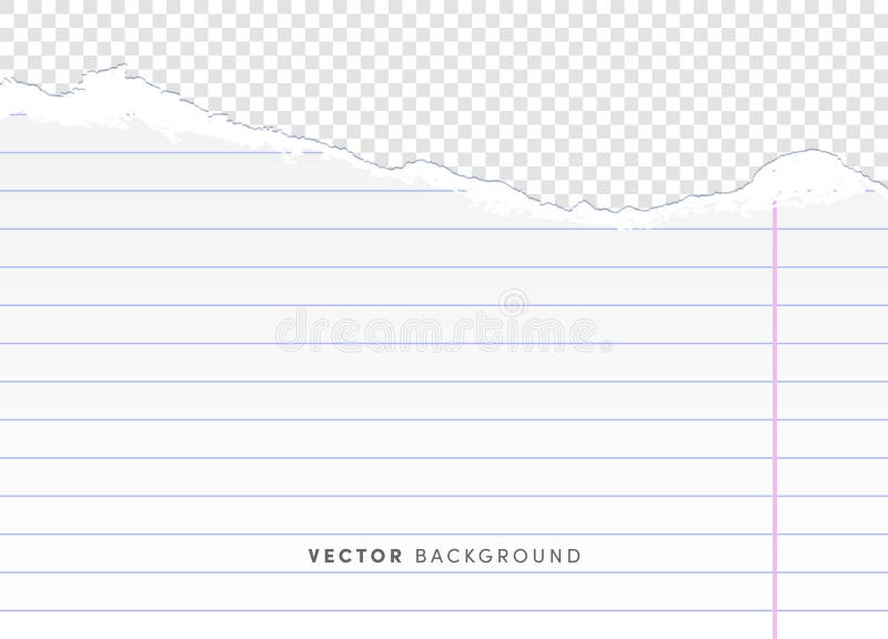 Torn Lined Paper Vector Background. Horizontal Empty Ripped Sheet of ...