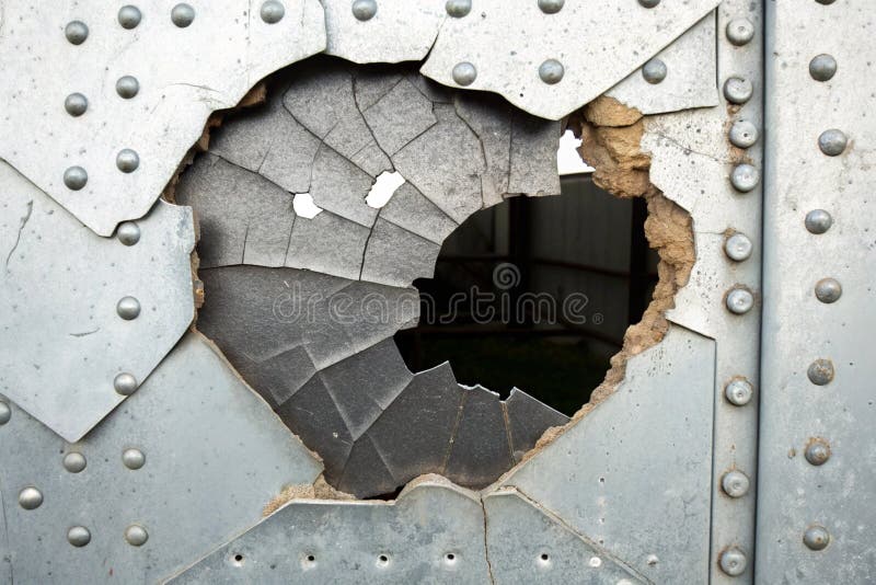 Torn Metal with Big Ripped Hole Stock Illustration - Illustration of ...