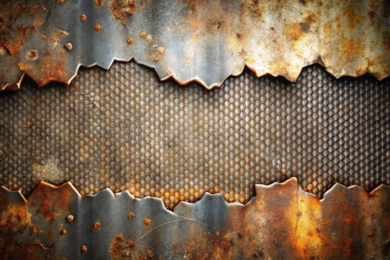 Torn Metal Texture Over Rusty Grunge Background Stock Illustration ...