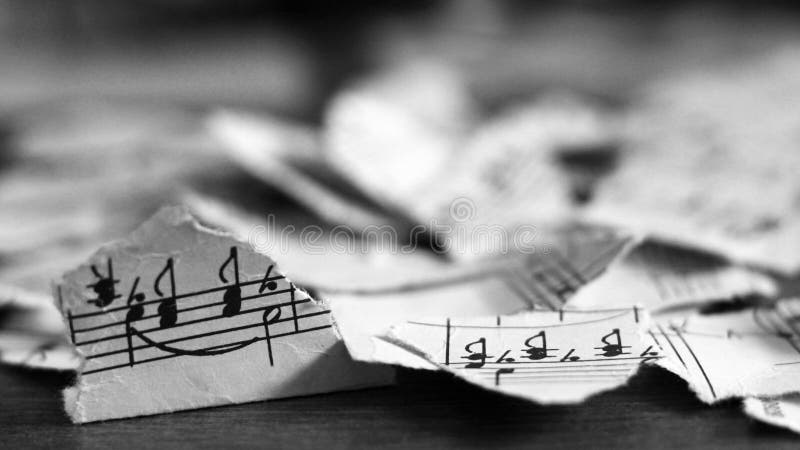 Torn Musical Notes, Pieces of Paper Stock Image - Image of bass, aged ...