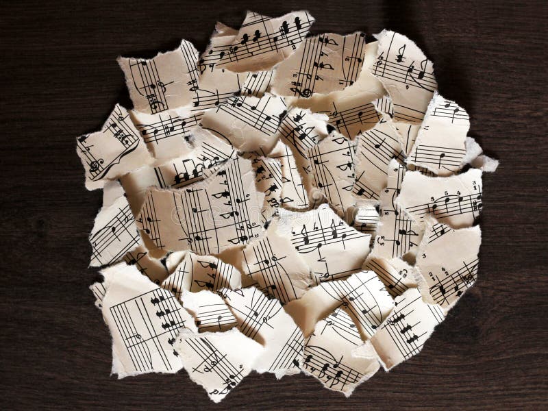 Torn Musical Notes, Pieces of Paper for Background Stock Image - Image ...