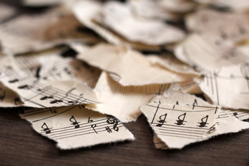 Torn Musical Notes, Pieces of Paper Stock Image - Image of keys, melody ...