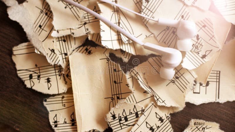 Torn Musical Notes, Pieces of Paper Stock Photo - Image of orchestra ...