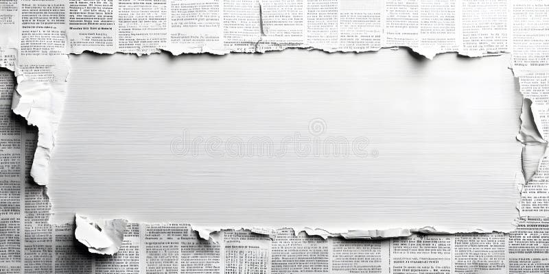 Torn Newspaper Frame on White Surface with Horizontal Lines Stock ...