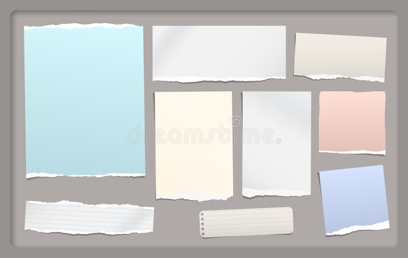 Torn Note, Notebook Paper Pieces for Text Stuck on Dark Gray Background ...