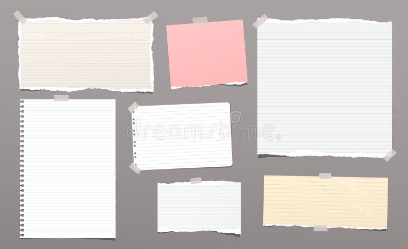 Torn Note, Notebook Paper Pieces for Text Stuck on Dark Gray Background ... Torn Note, Notebook Paper Pieces for Text Stuck on Dark Gray Background ...