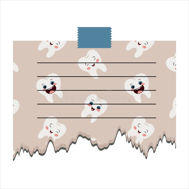 Torn Note Paper with Teeth Pattern for Dentistry, Vector, Illustration ...
