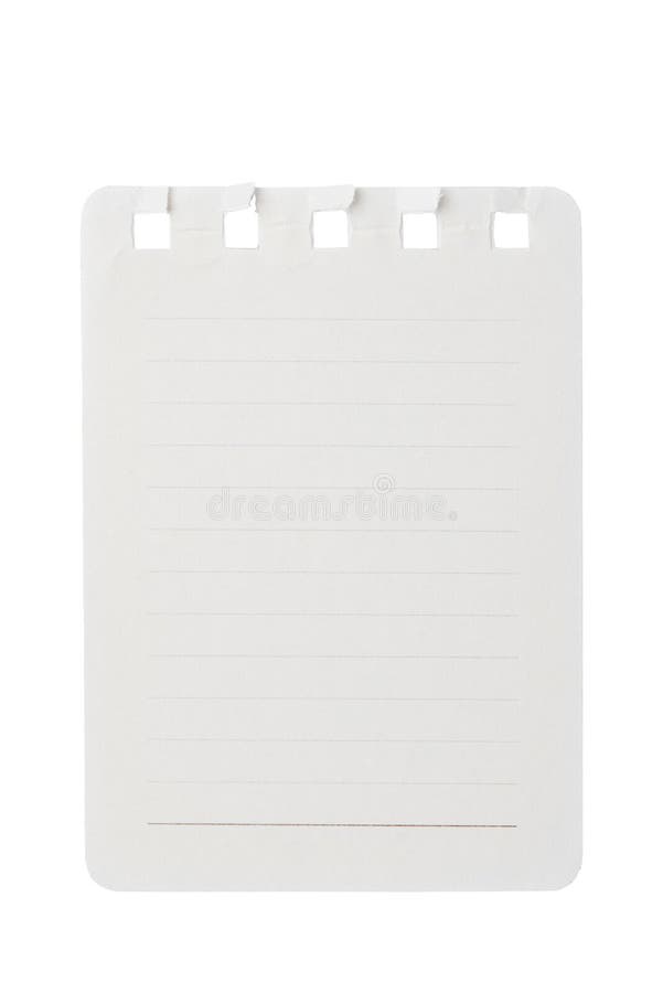 Torn Notebook Page with Lined Paper on White Background Stock Image ...