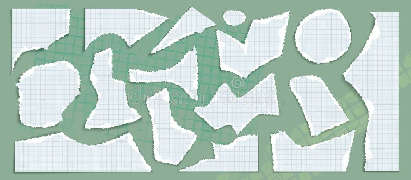 Torn Notebook Paper Pieces Set Stock Illustration - Illustration of ...