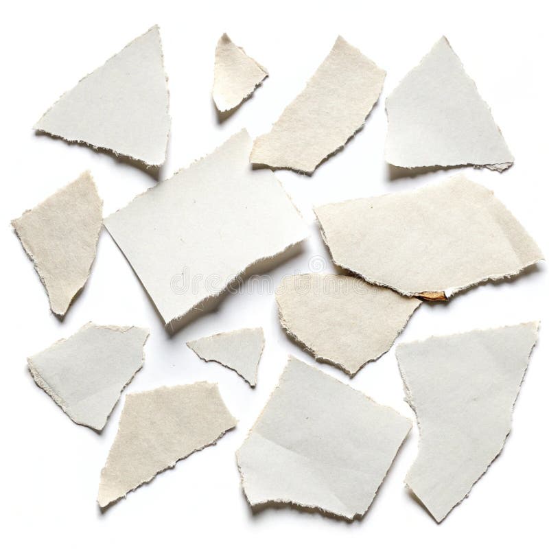 Torn Off Pieces of Paper Isolated on White Background Stock ...