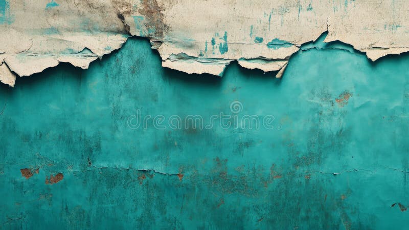 A Torn, Old Poster with Layers of Turquoise Paper Showing through ...