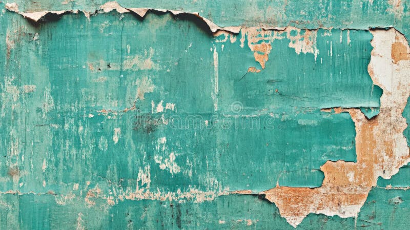 A Torn, Old Poster with Layers of Turquoise Paper Showing through ...