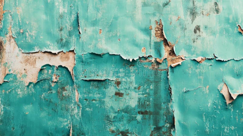 A Torn, Old Poster with Layers of Turquoise Paper Showing through ...