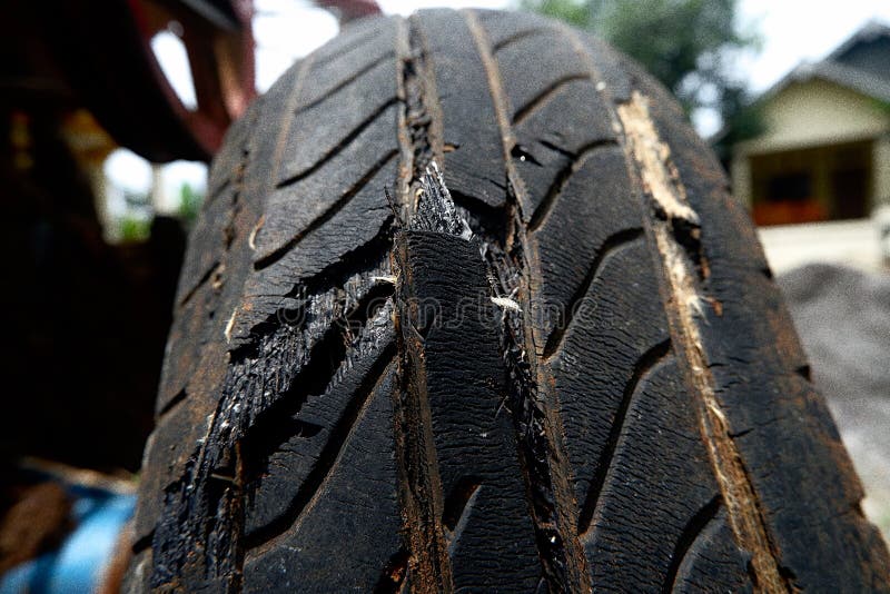 Torn old tire stock photo. Image of material, repair - 209970974