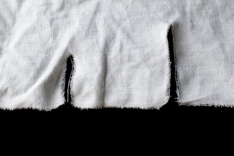 Torn Old White Rag with Holes on a Black Background, Canvas Stock Image ...