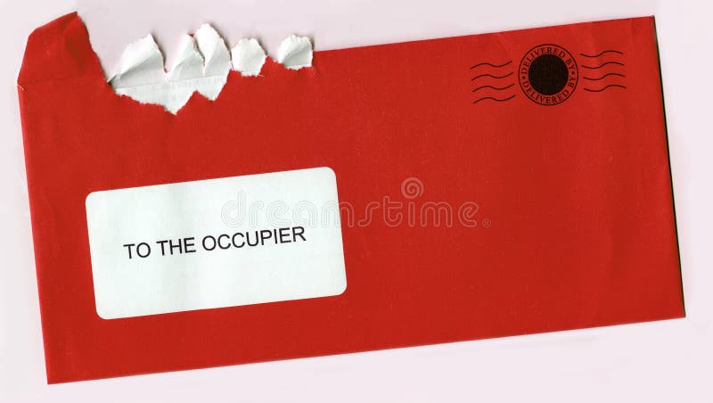 Torn Open Envelope with Post Stamp - Red Letter Stock Image - Image of ...