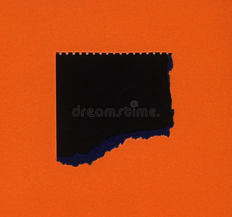 Torn Orange Paper with Black Hole Stock Image - Image of object ...