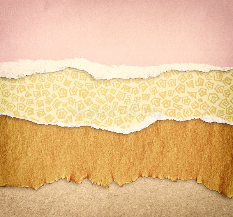 Orange Torn Paper Edge with Pattern Over Canvas Background Stock Image ...