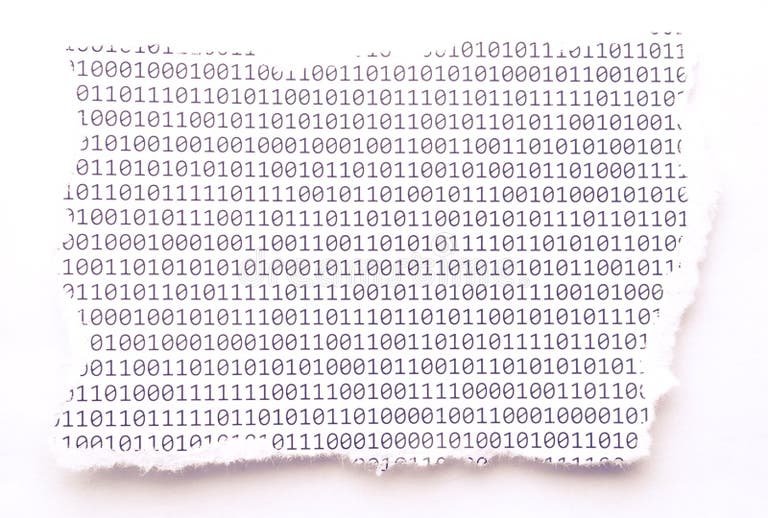 Torn Paper with Binary Code Stock Image - Image of black, digit: 21635005