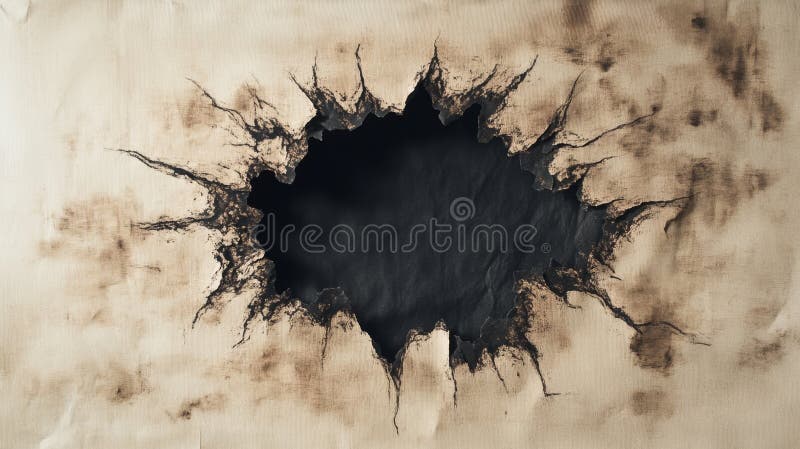 Torn Paper with Black Hole, Grunge Background. Design and Texture ...