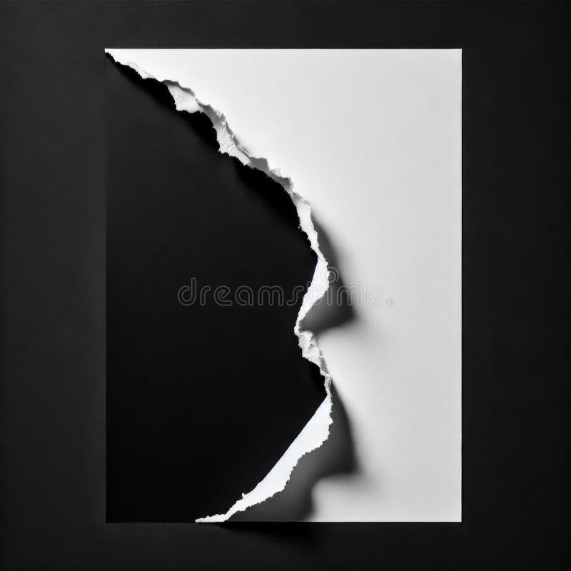 Torn Paper on Black Surface with Dramatic Lighting Concept Stock ...