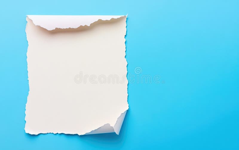 Torn Paper on a Blue Background, Showcasing a Piece with an Irregular ...