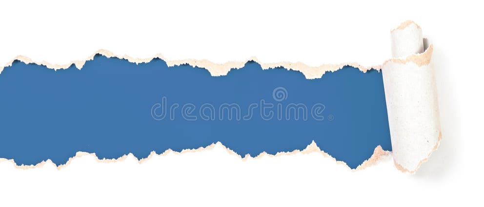 Torn or Ripped Paper Blue Header Isolated Stock Image - Image of color ...